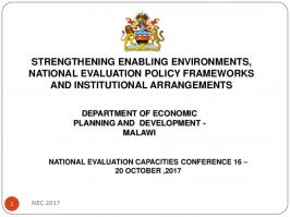 Strengthening Enabling Environments, National Evaluation Policy Frameworks and Institutional ...